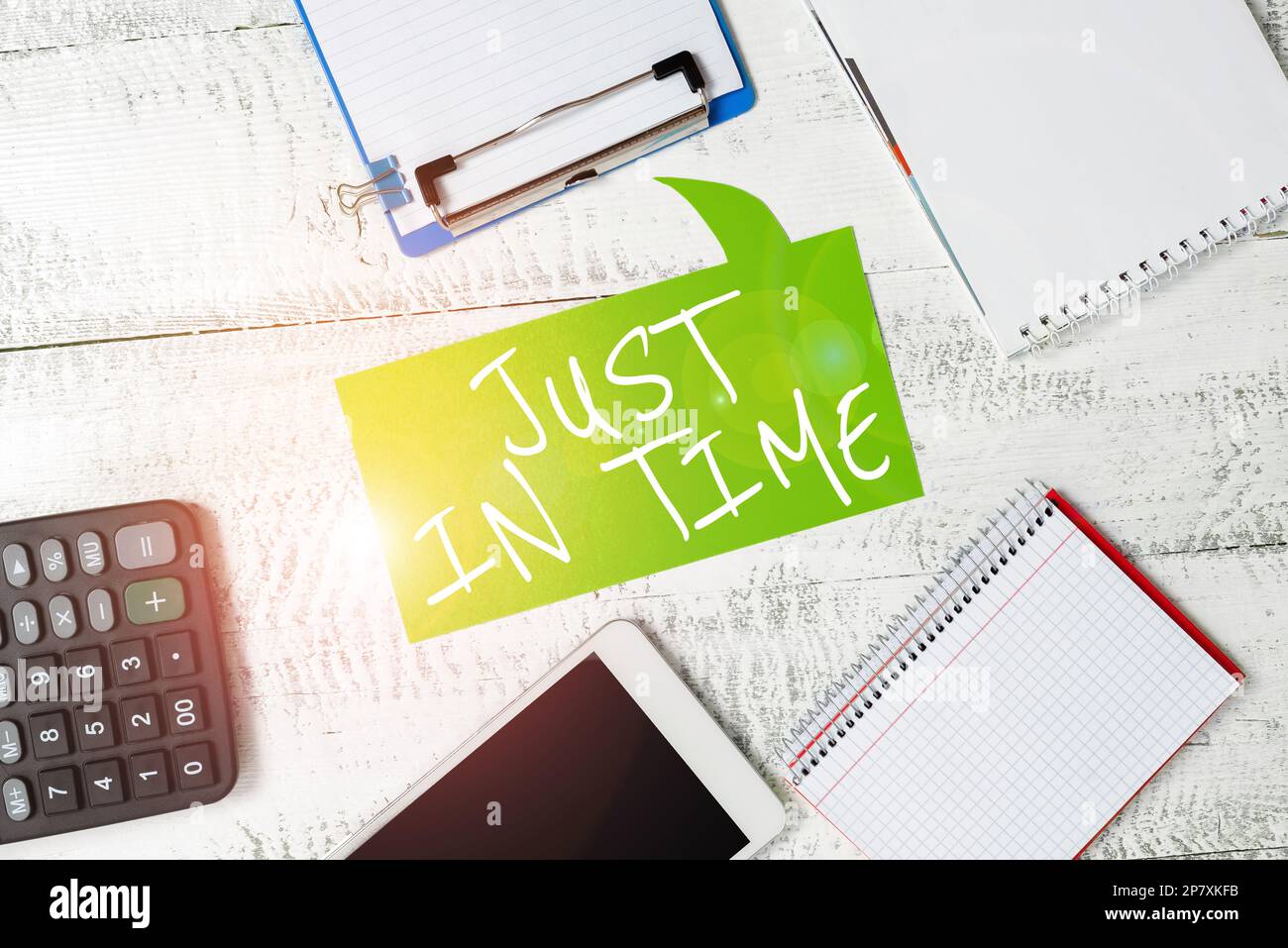 Inspiration showing sign Just In Time. Business idea Arriving exactly ...