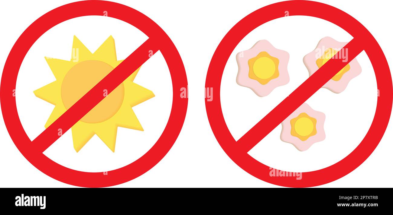 A set of sun and three flowers in the 3D style under the sign of a ban ...