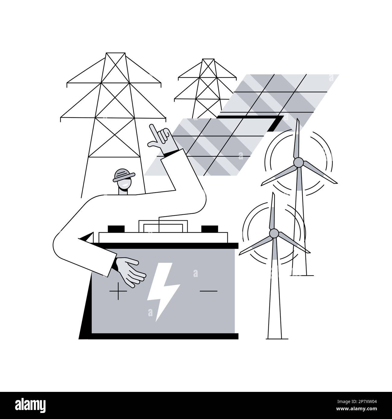 Energy storage abstract concept vector illustration. Energy collection ...