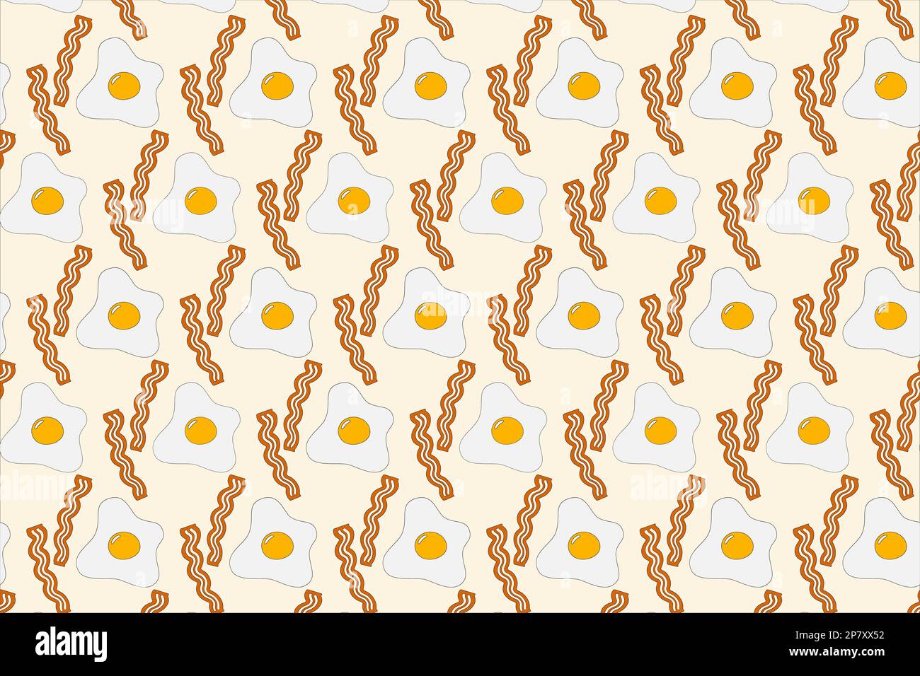 Appetizing fried eggs and bacon strips in trendy hues. Endless pattern ...