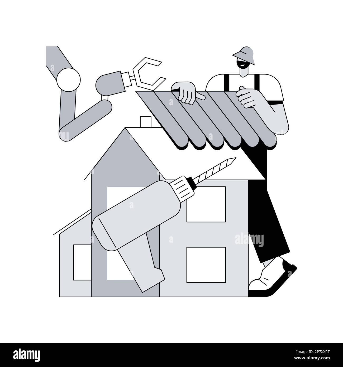 Automated construction equipment abstract concept vector illustration ...