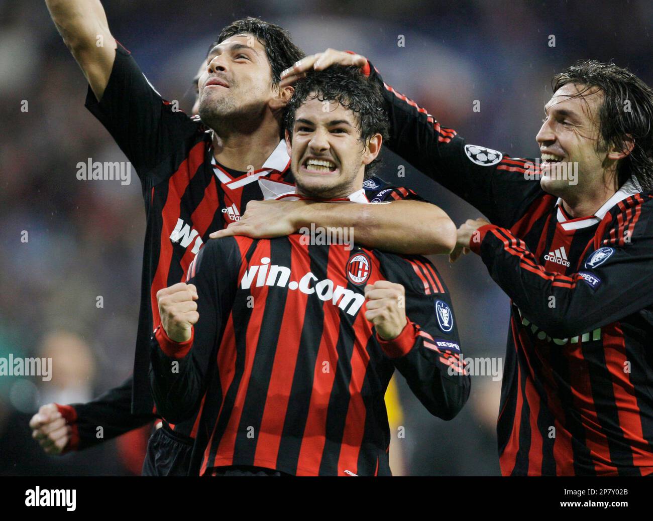 AC Milan's Pato of Brazil, centre celebrates after scoring against Real ...