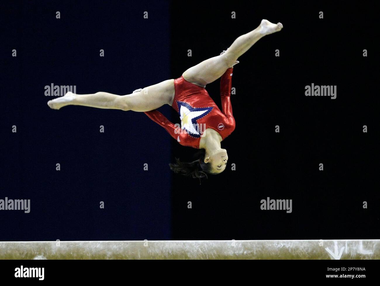 Ivana Hong of U.S. in action in the women's balance beam final, during ...
