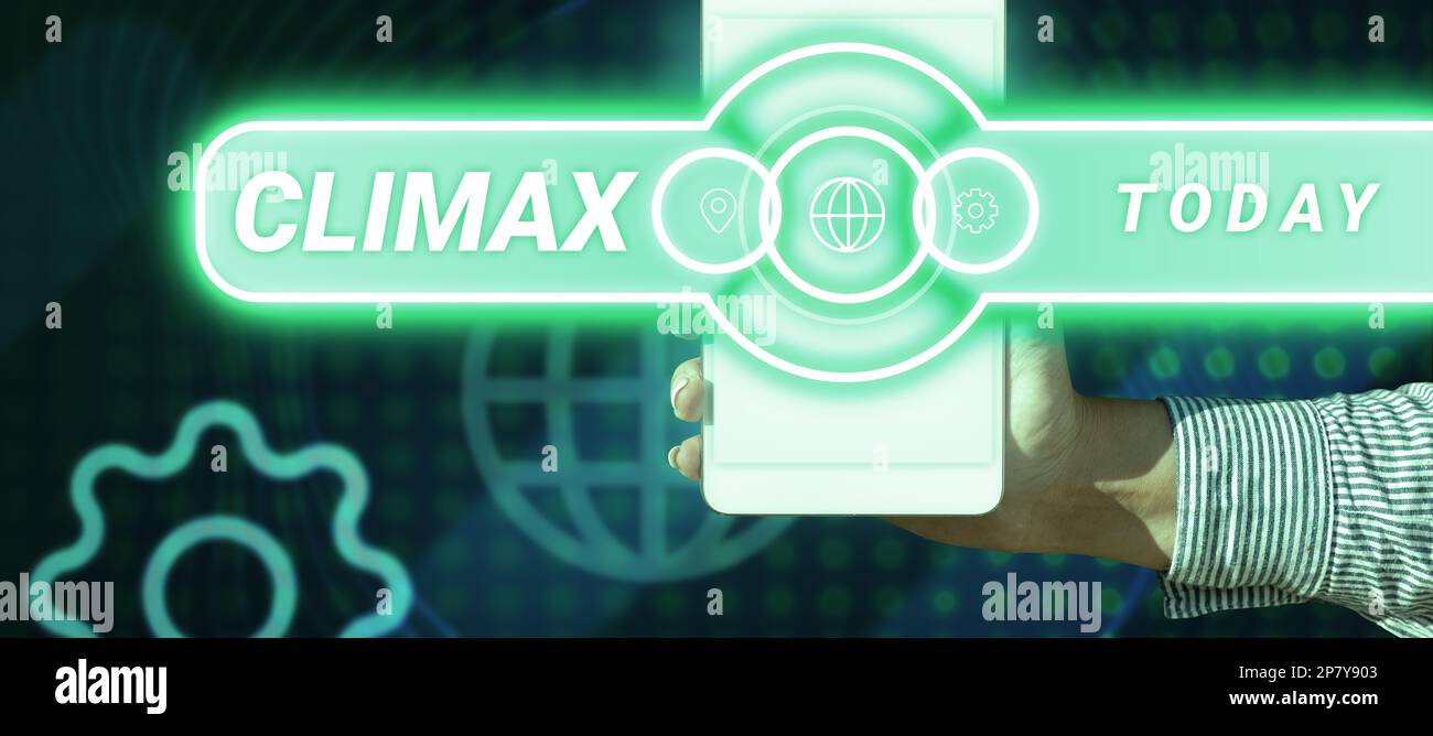 Text caption presenting Climax. Business concept the highest or most intense point in the ...