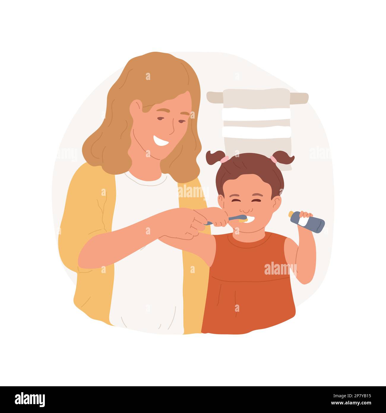 Learning to brush teeth isolated cartoon vector illustration. Child ...