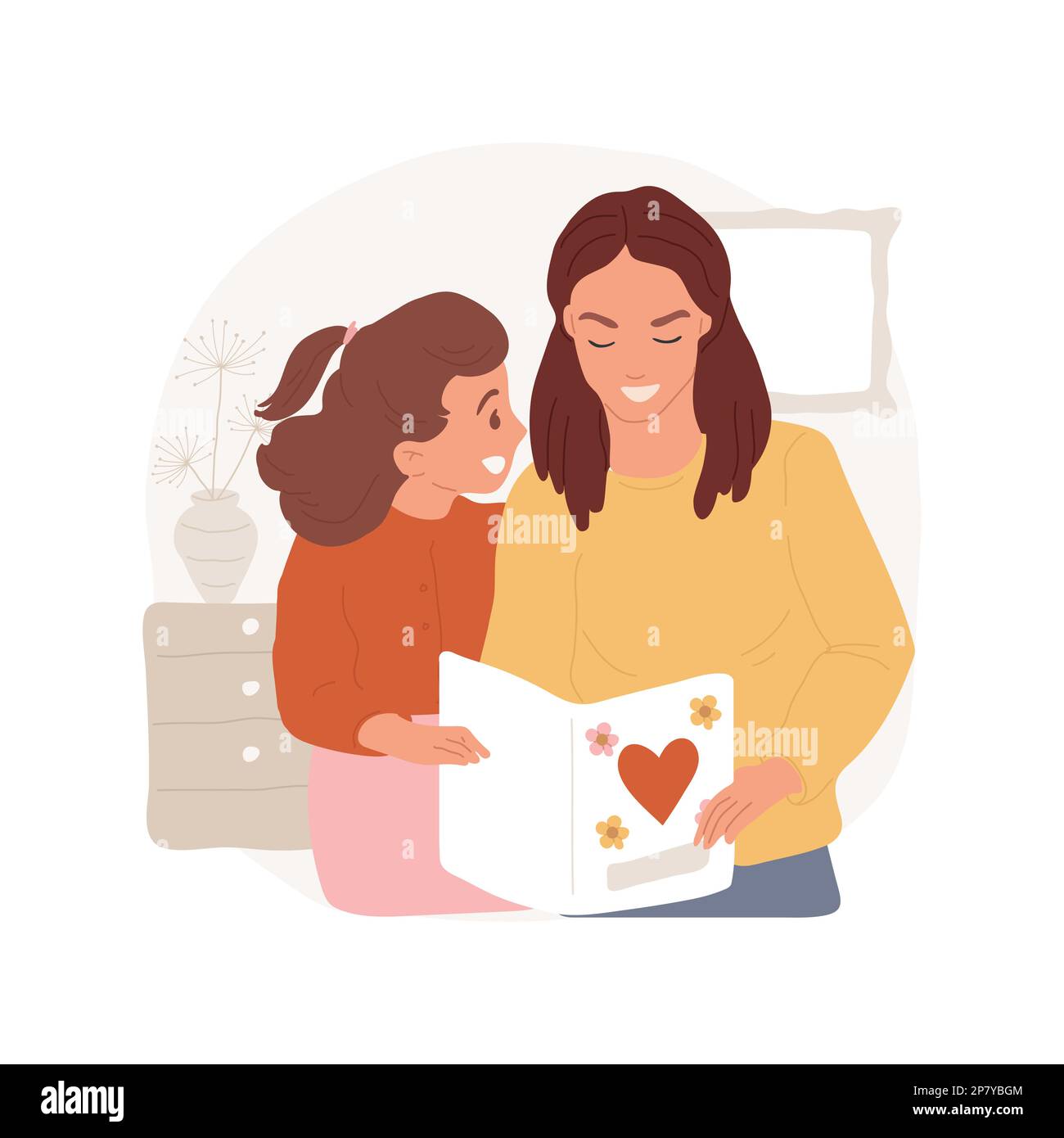 Making DIY cards isolated cartoon vector illustration. Daughter ...