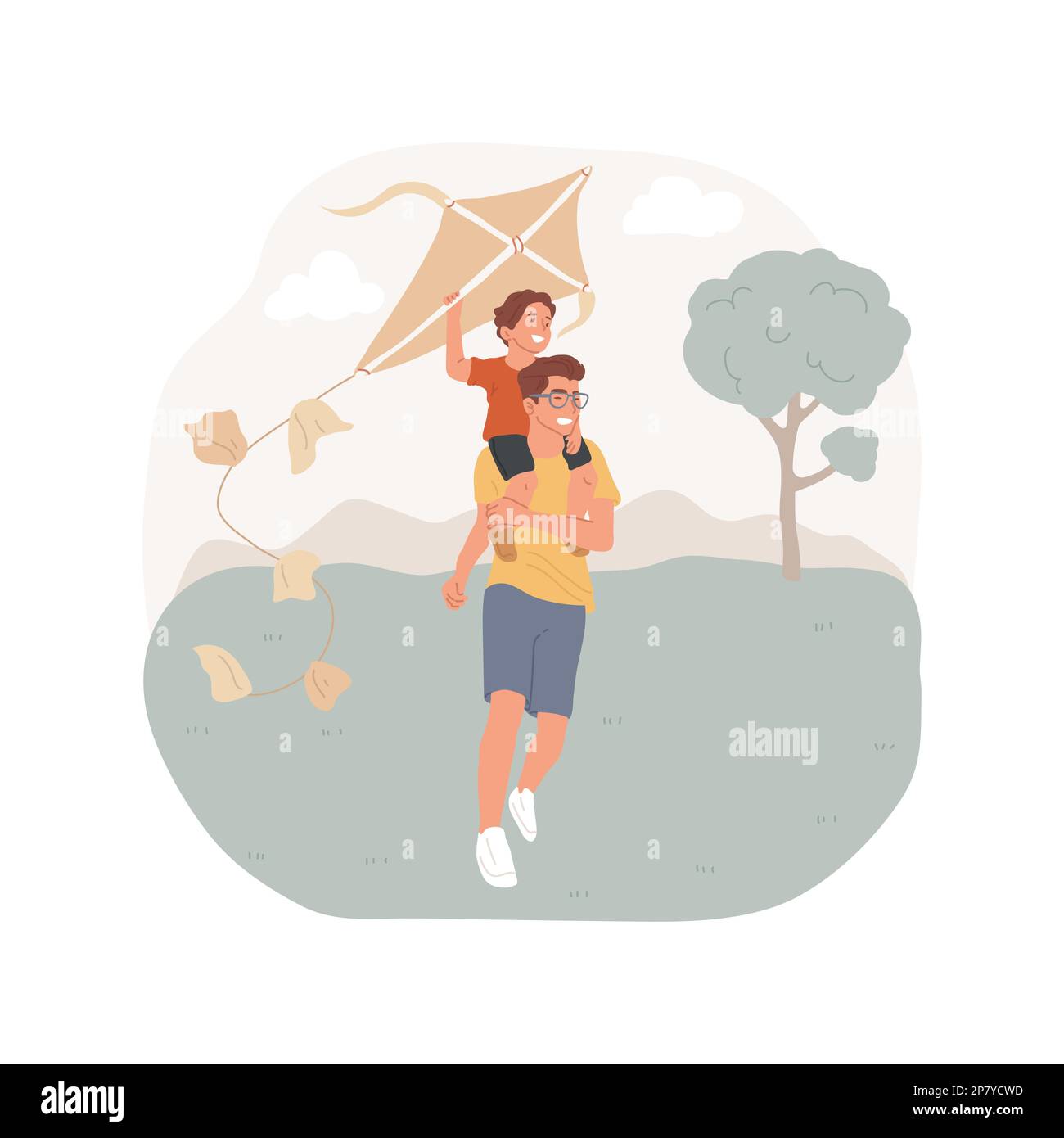 Spending time outdoors isolated cartoon vector illustration. Happy ...