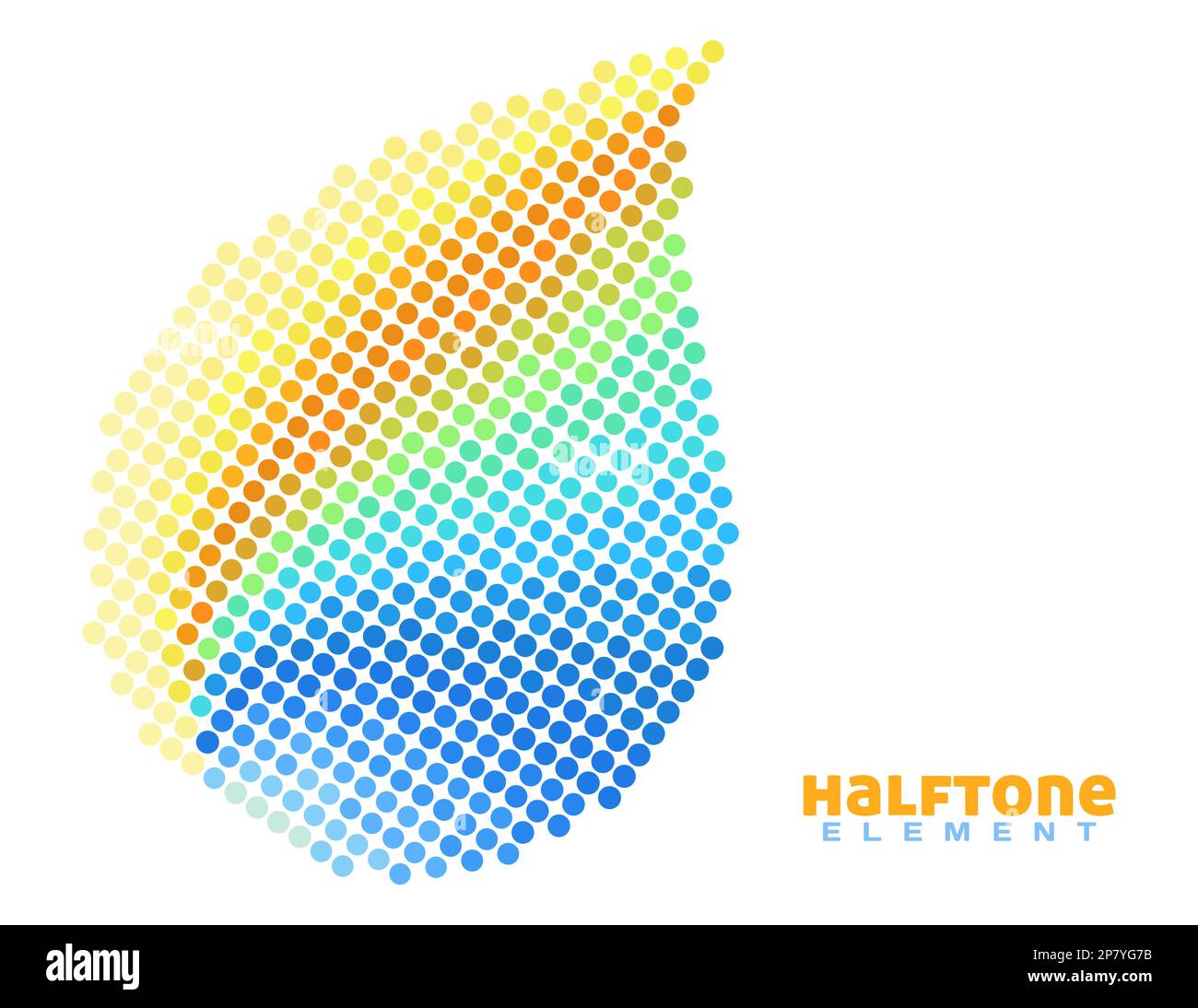 Abstract colorful halftone element with saturated colors dots on white ...