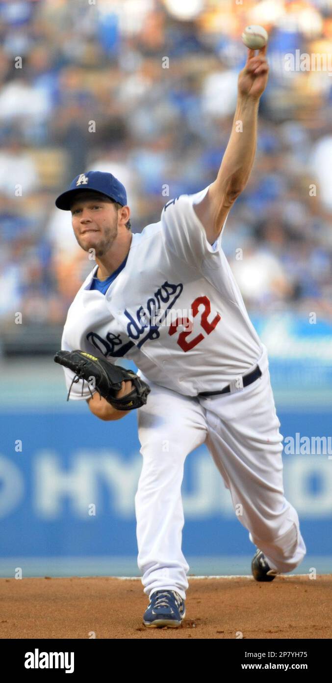 Los Angeles Dodgers' Clayton Kershaw throws during the first inning of ...