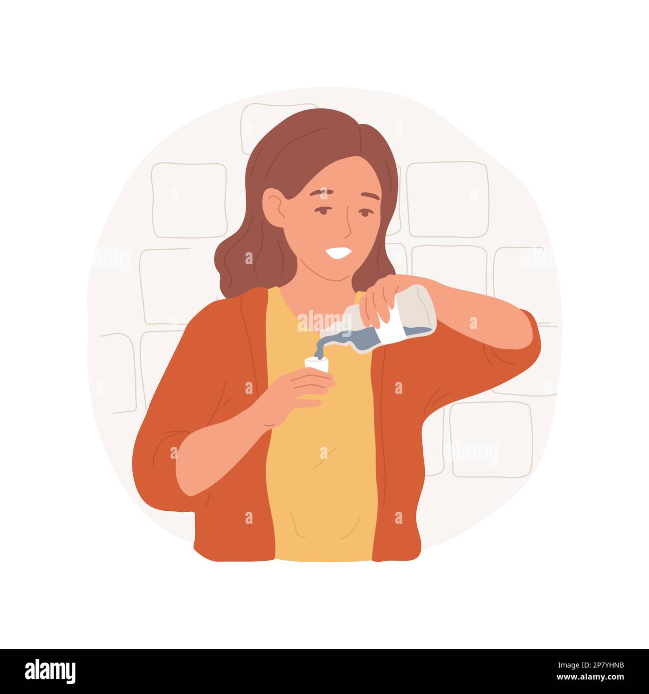 Mouthwash isolated cartoon vector illustration. Young woman with ...