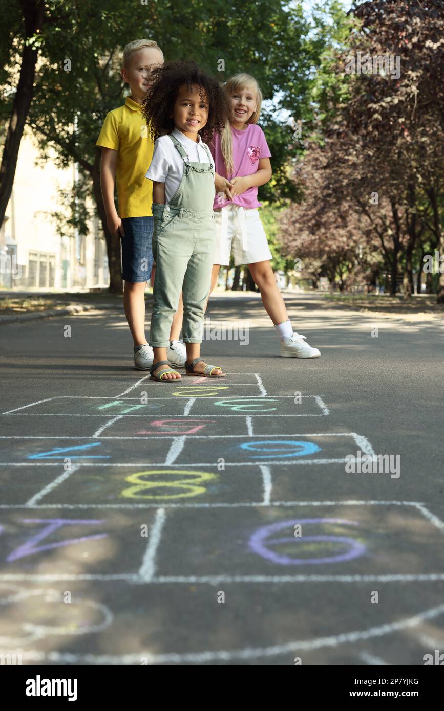 Children Playing Hopscotch