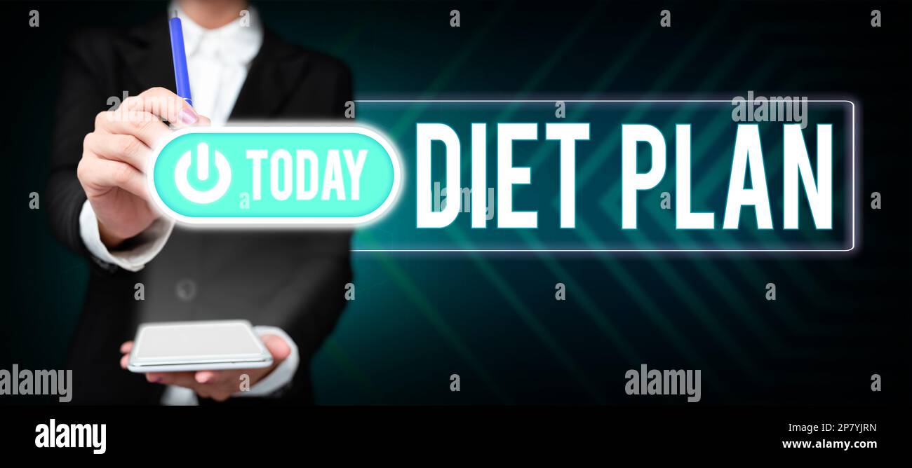 Text caption presenting Diet Plan. Internet Concept Use of specific ...