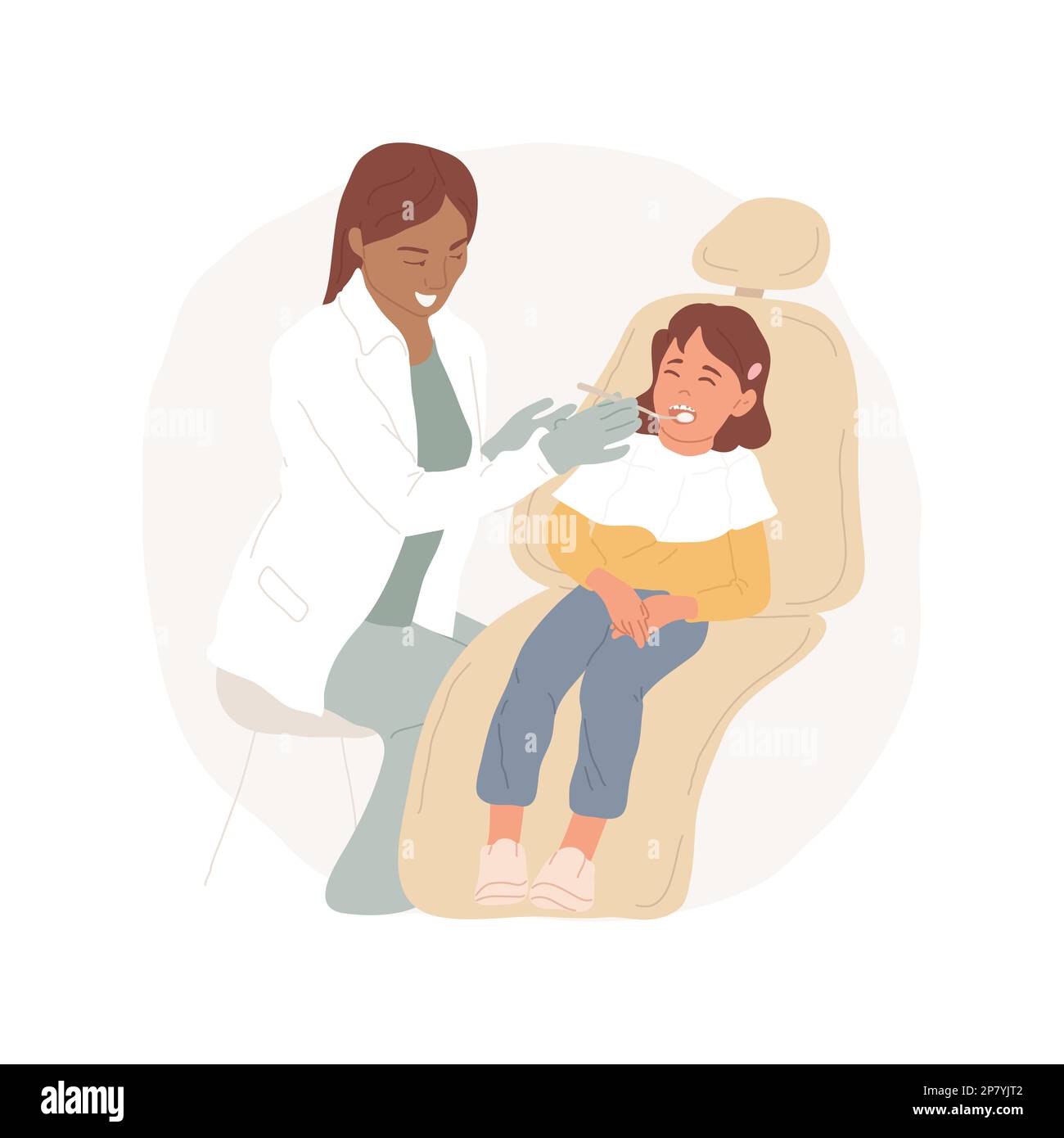 Caries isolated cartoon vector illustration. Little girl with caries in ...