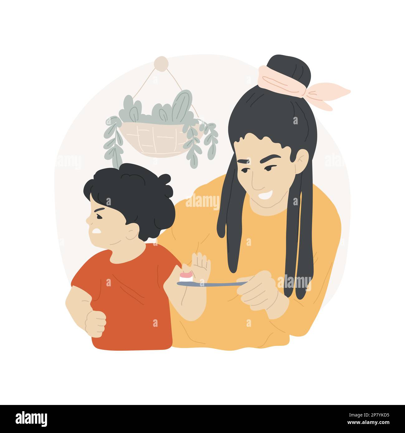 Refusing to brush teeth isolated cartoon vector illustration. Naughty ...
