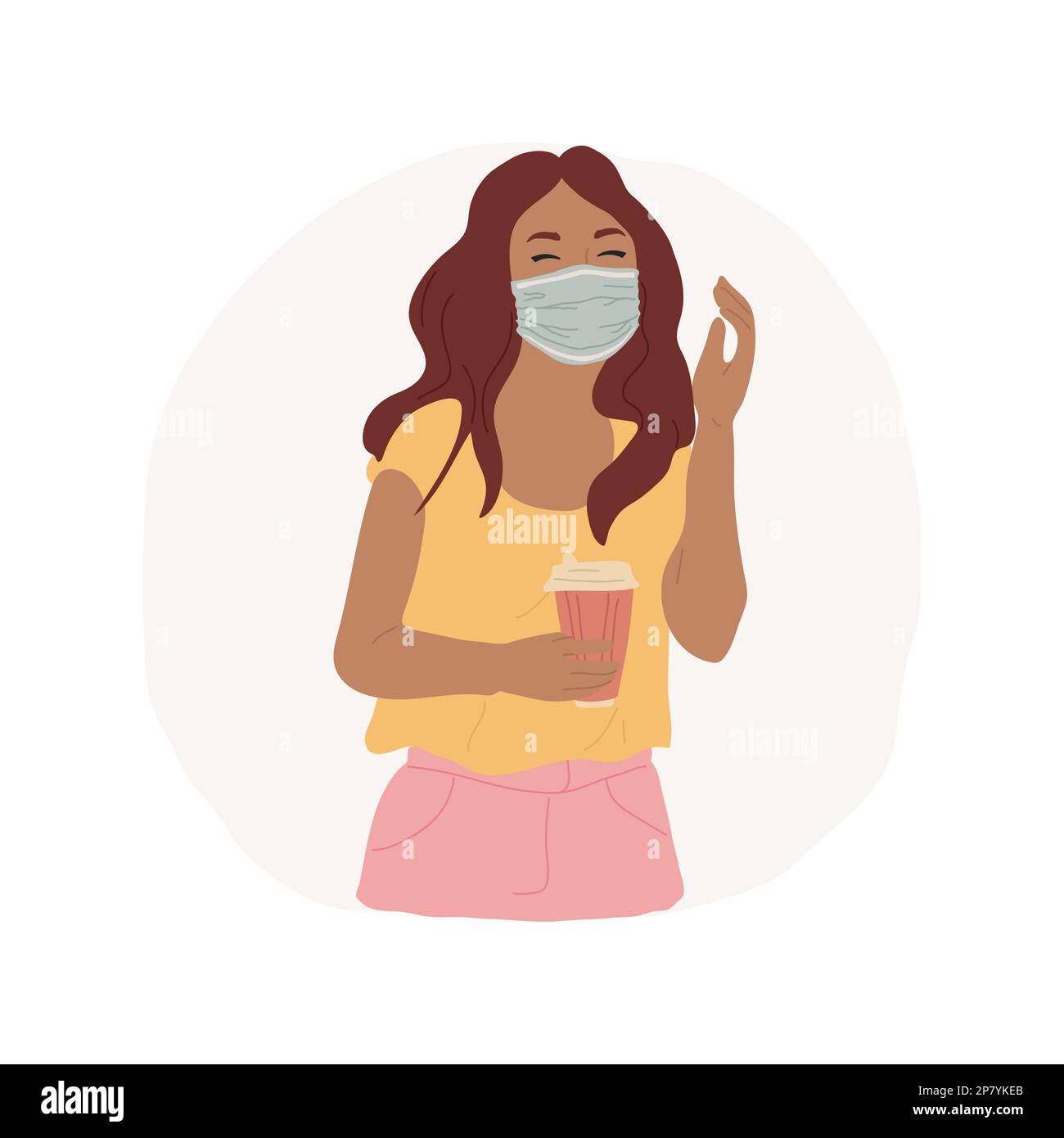 Wear a mask isolated cartoon vector illustration. Young woman wearing ...
