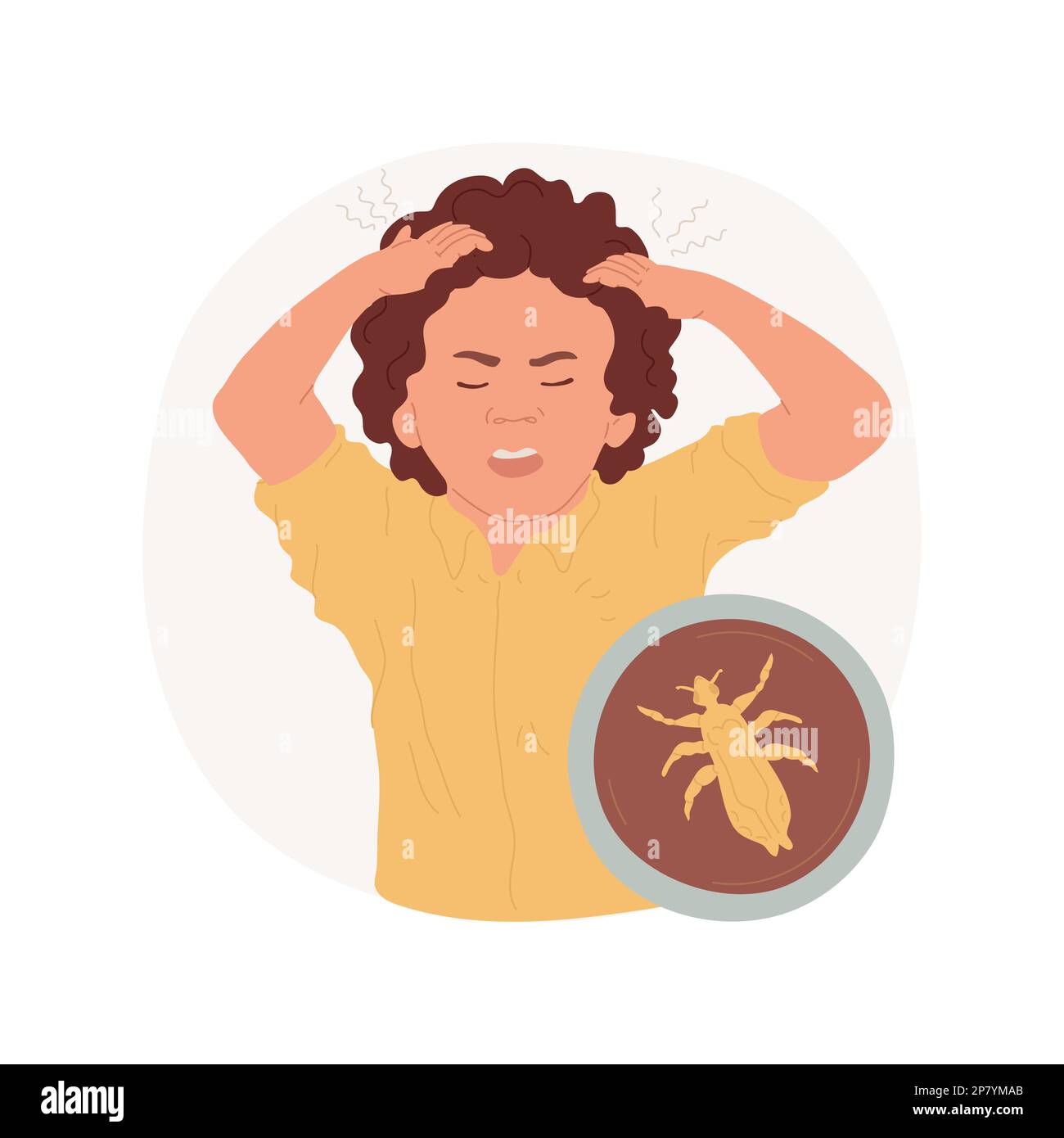 Head lice isolated cartoon vector illustration. Frustrated and angry ...