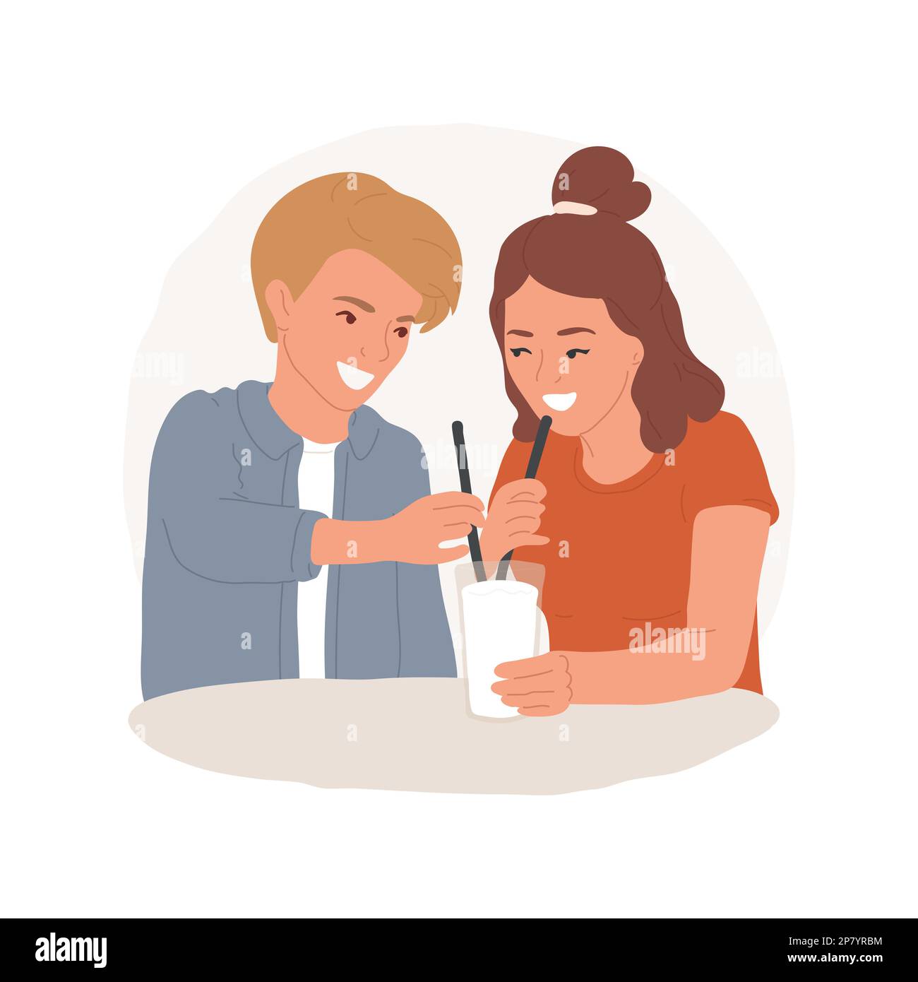 Milkshake isolated cartoon vector illustration. Cute teens couple ...