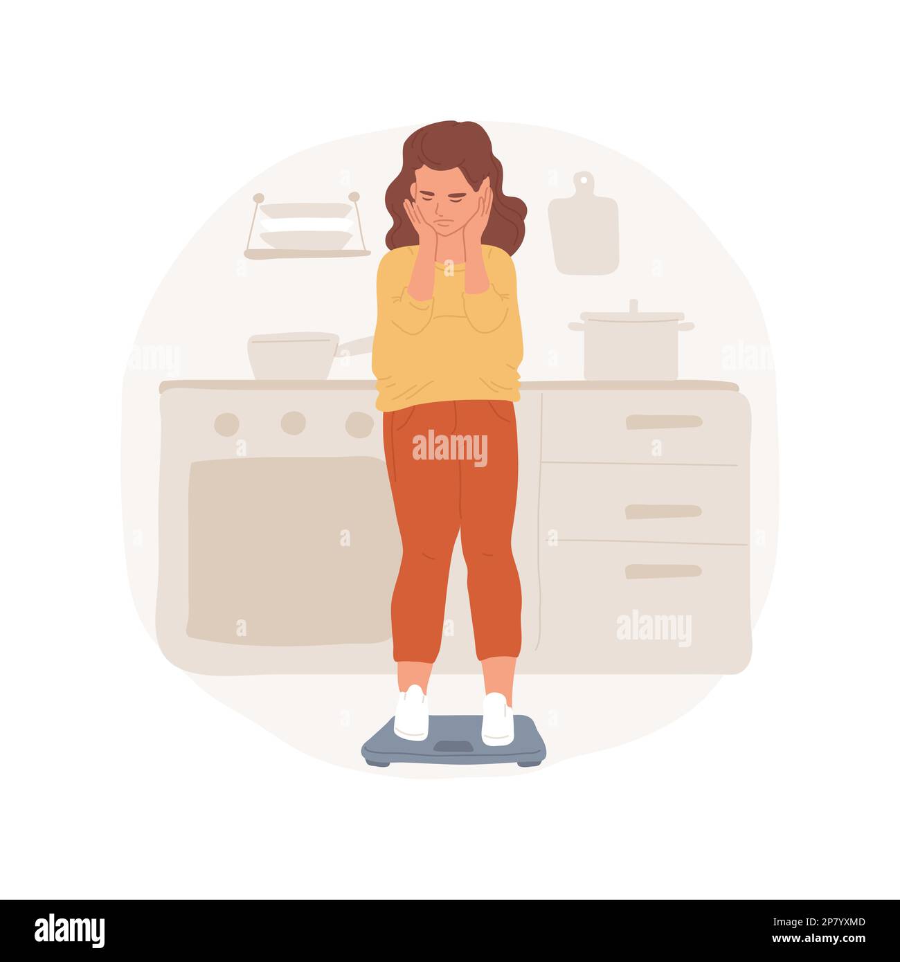 Overweight isolated cartoon vector illustration. Girl standing on ...
