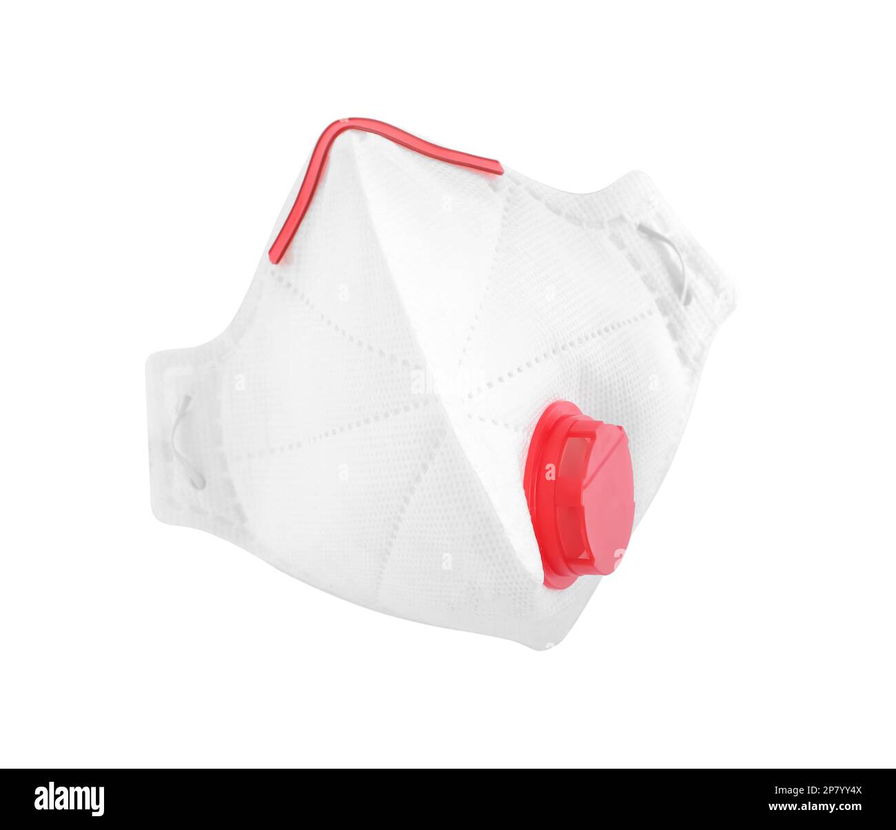 Respirator mask isolated on white, top view. Safety equipment Stock ...