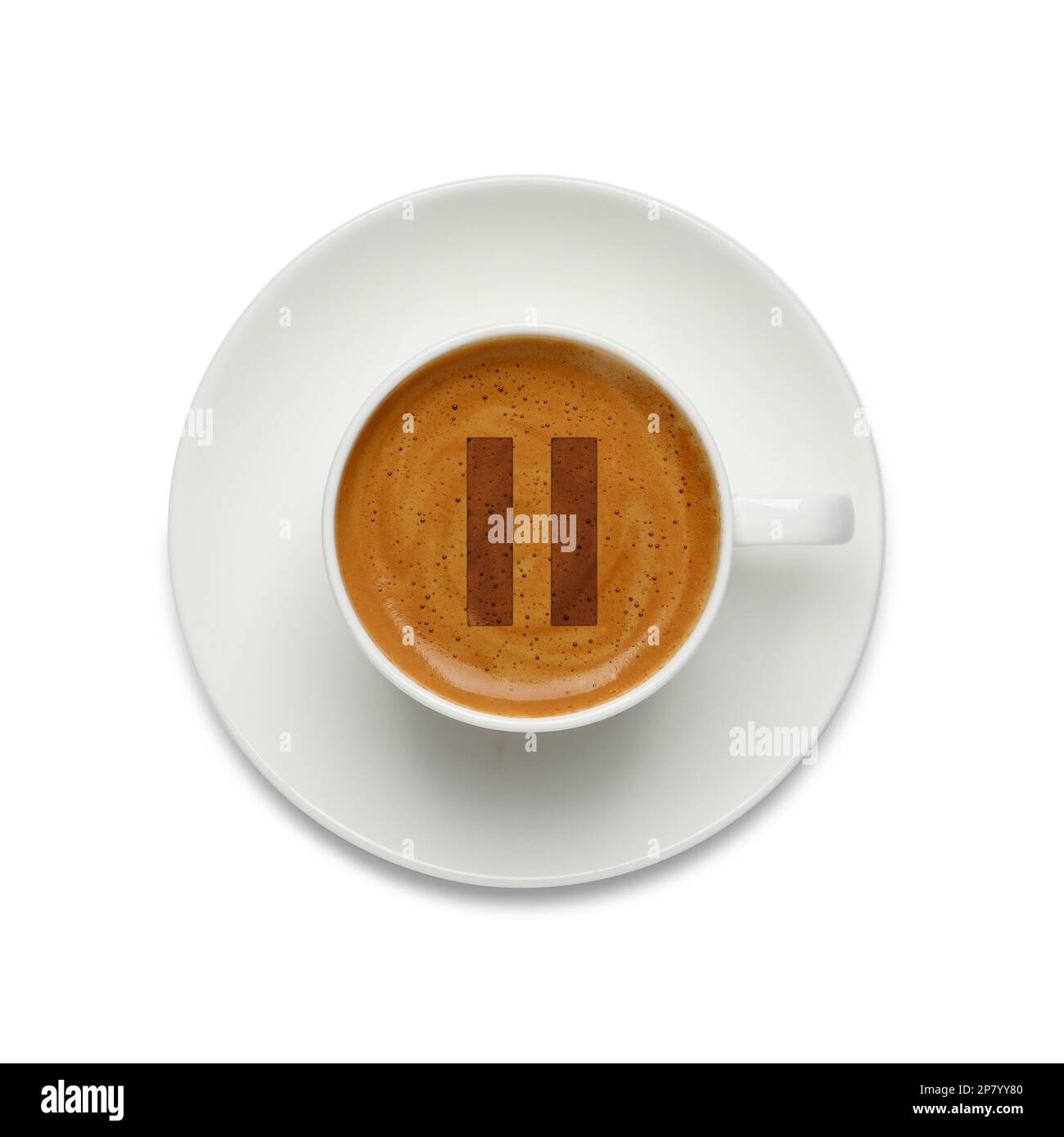 Coffee Break. Cup of aromatic espresso isolated on white, top view ...