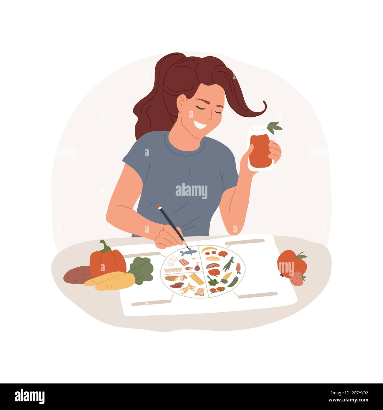 Meal plan isolated cartoon vector illustration. Healthy girl making ...
