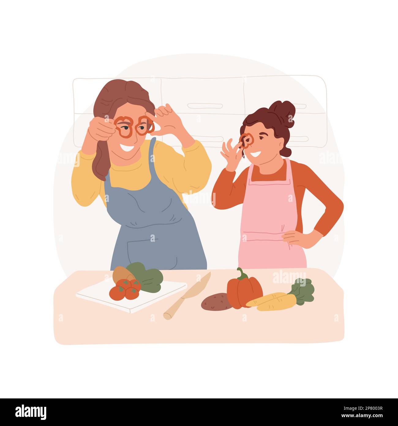 Cooking healthy food isolated cartoon vector illustration. Family ...