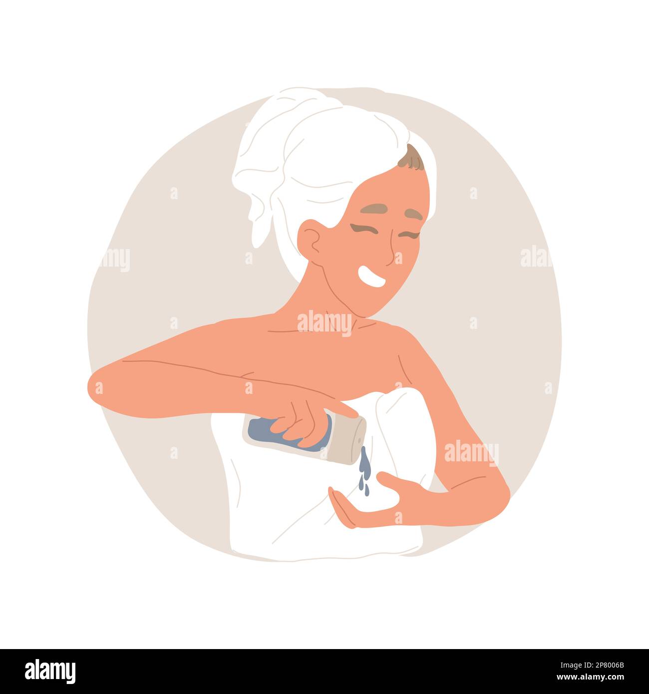 Body lotion isolated cartoon vector illustration. Attractive girl ...