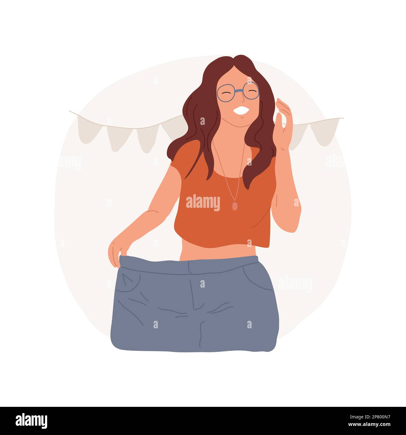 Losing weight isolated cartoon vector illustration. Girl wearing pants ...