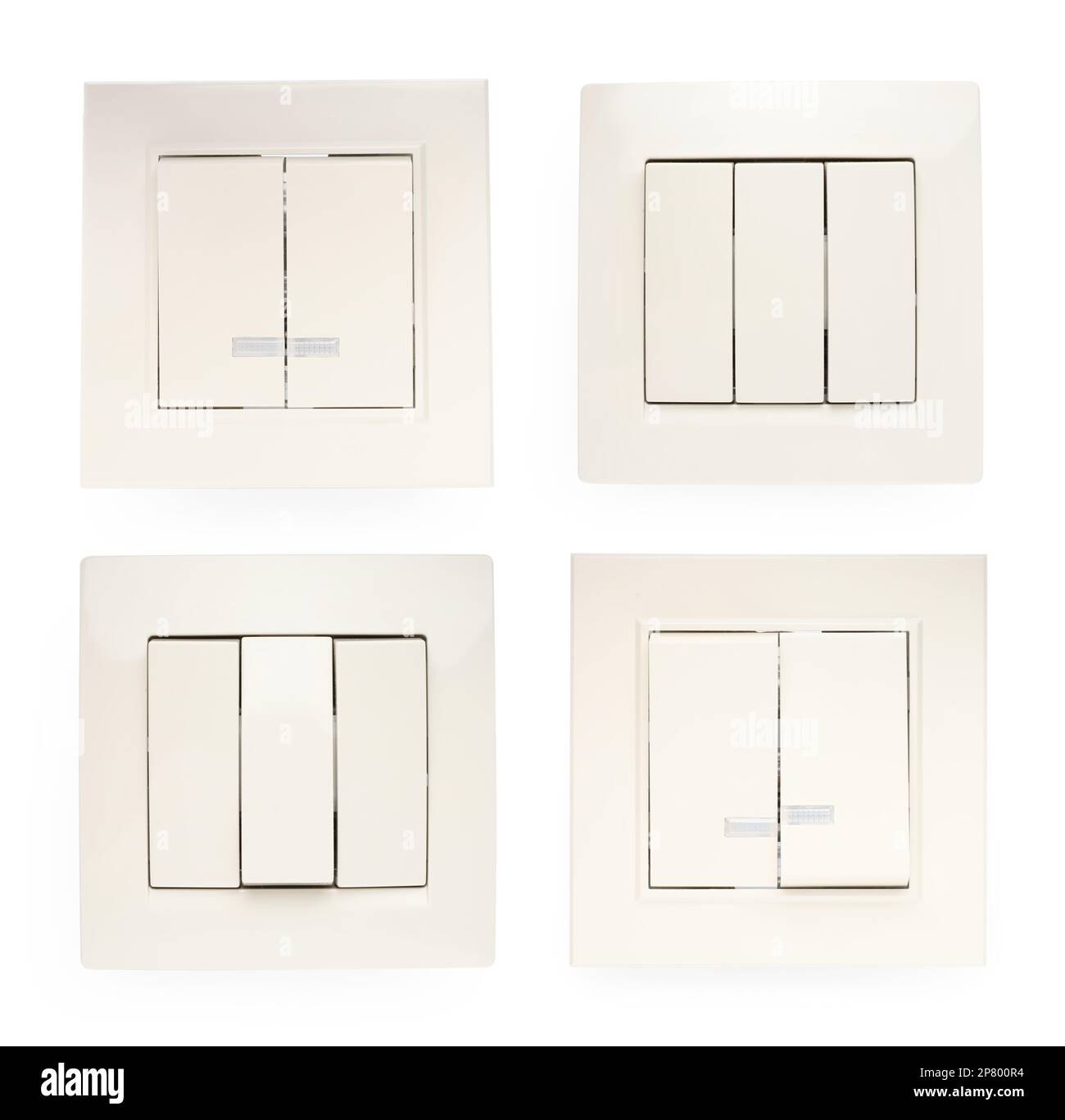 Set with different light switches on white background Stock Photo - Alamy