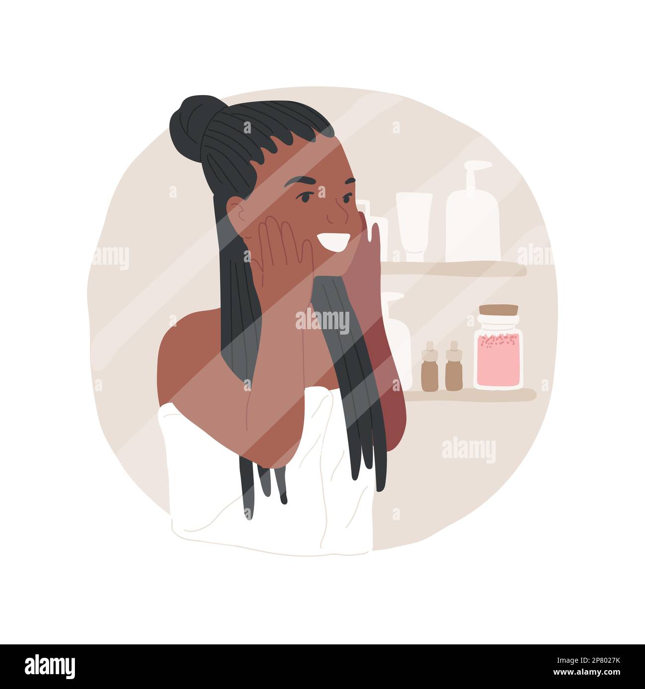 Daily skin treatment isolated cartoon vector illustration. Skin care at ...