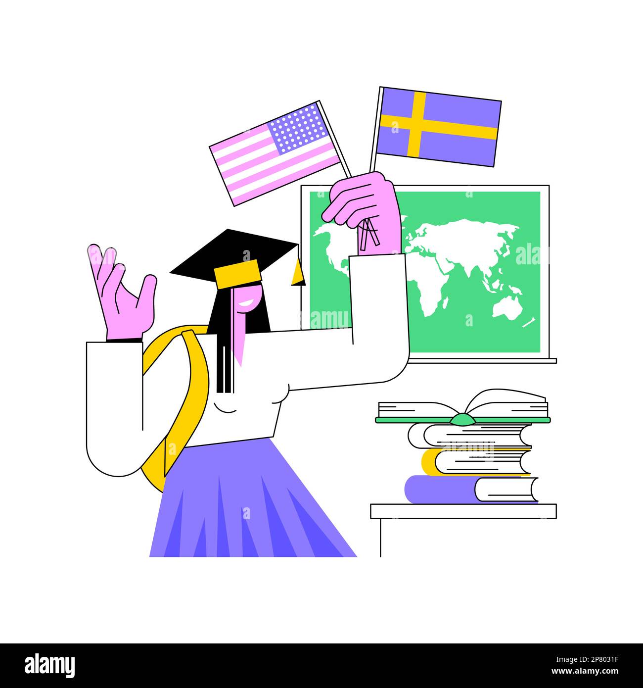 Choosing where to study isolated cartoon vector illustrations. Young ...