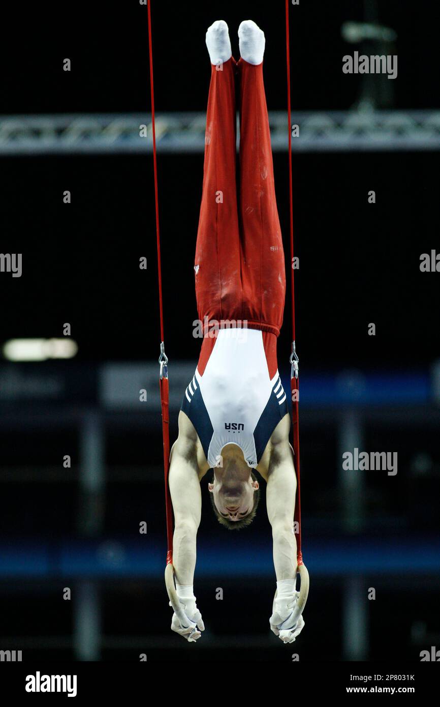 Timothy McNeill of U.S. trains on the rings during the men's podium ...