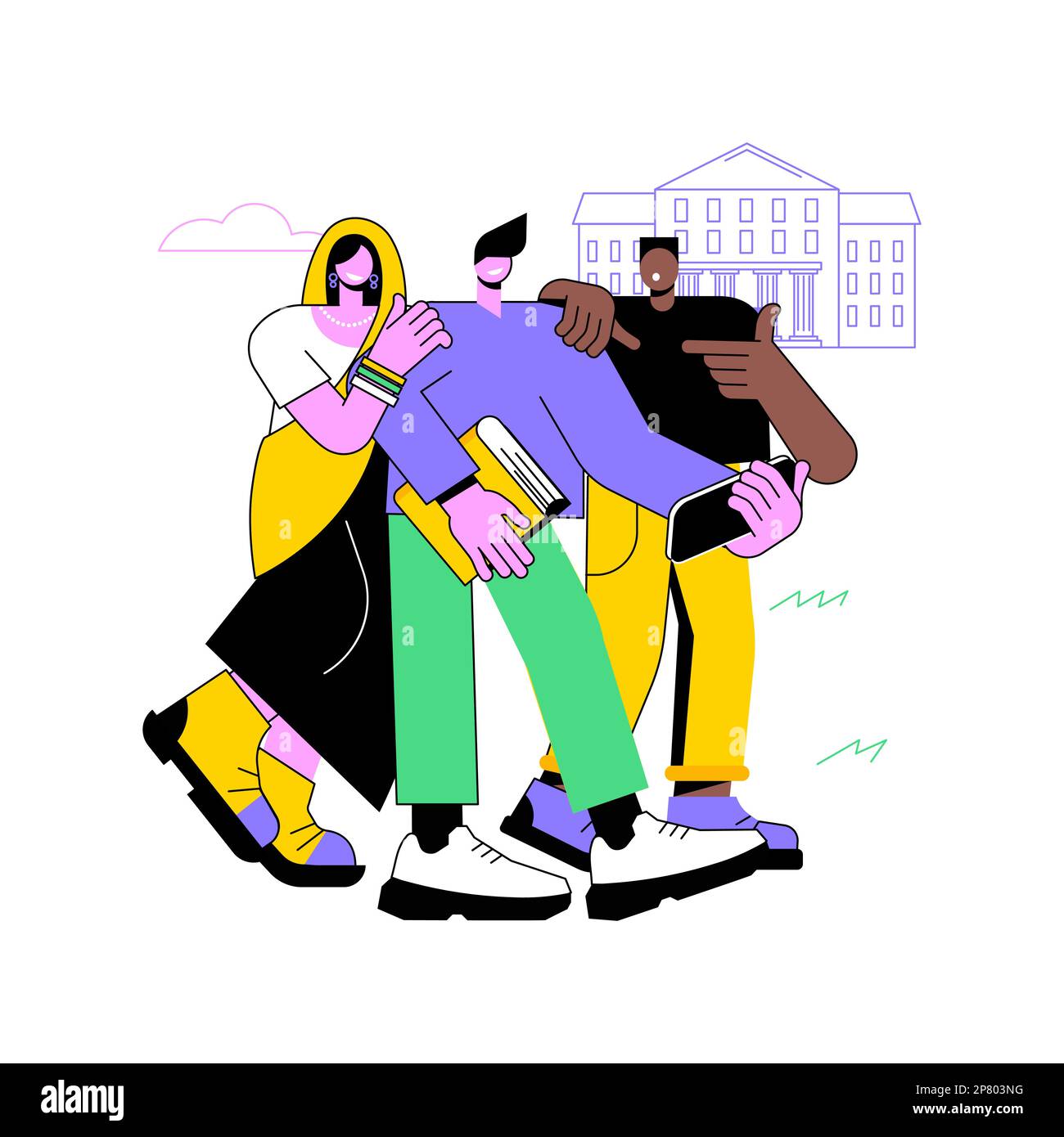 Making new friends isolated cartoon vector illustrations. Diverse group ...