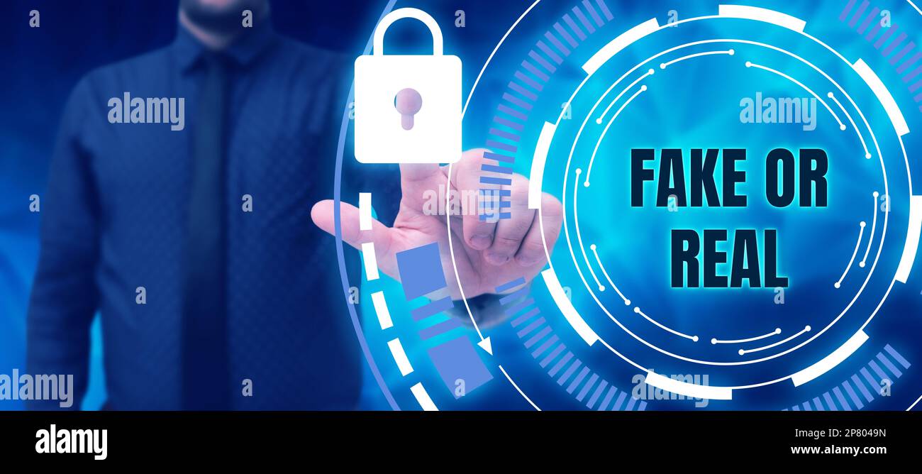 Text caption presenting Fake Or Real. Business showcase difference ...