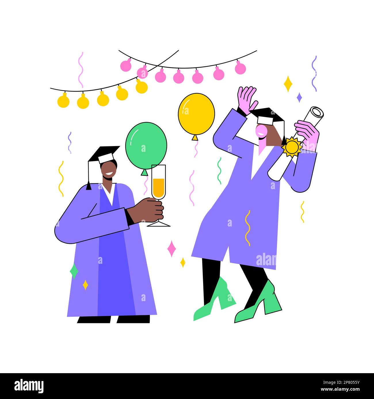 Happy graduate isolated cartoon vector illustrations. Happy girl ...