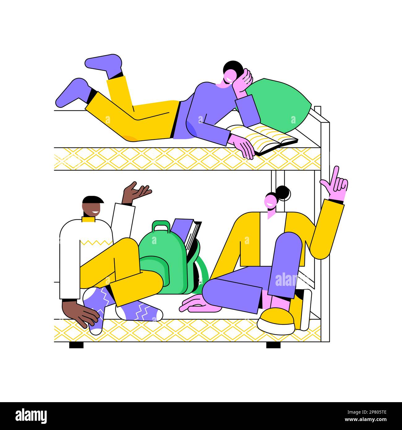 Meeting new roommates isolated cartoon vector illustrations. Group of ...