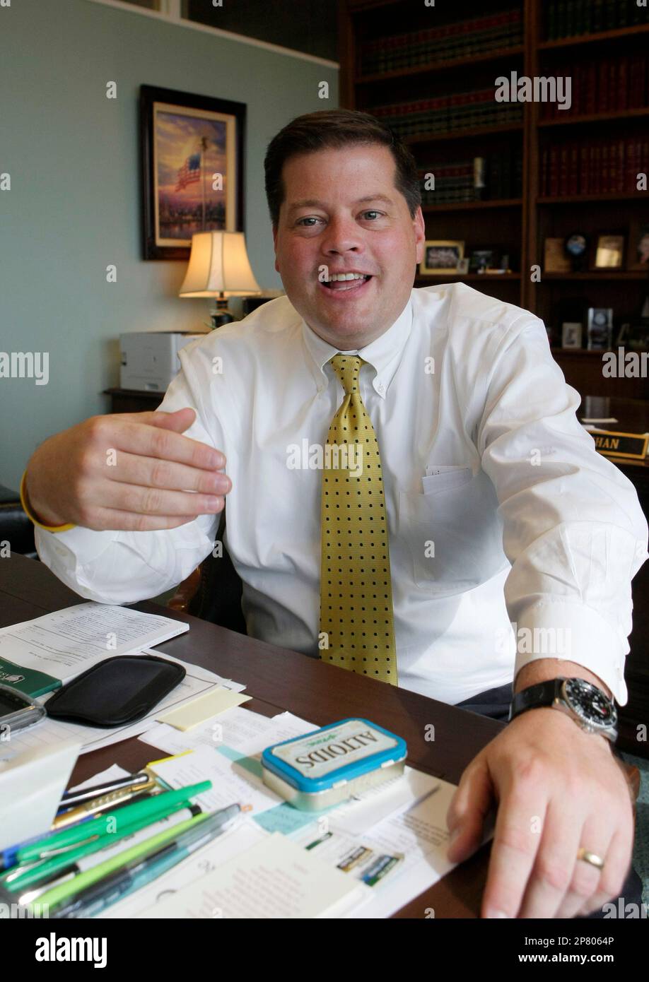 Cuyahoga County Common Please judge Brendan Sheehan talks in his office ...