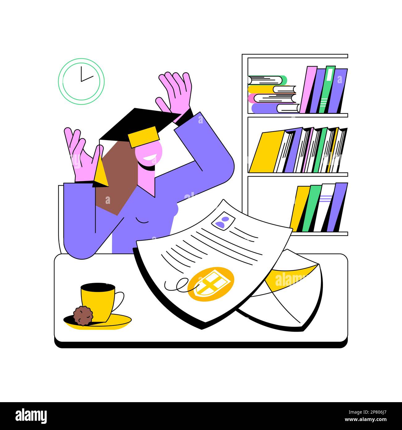 Getting acceptance letter isolated cartoon vector illustrations. Happy ...