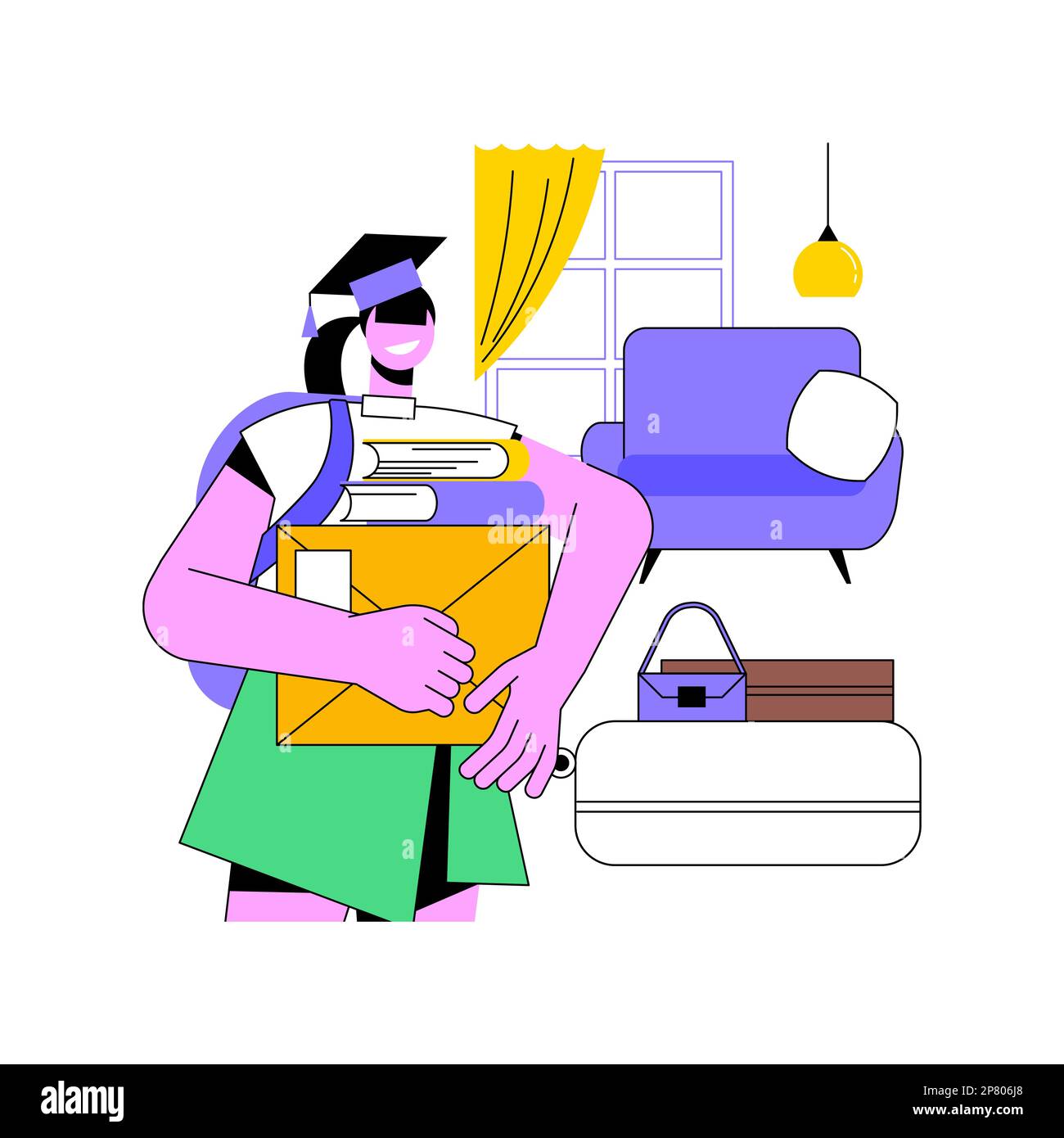 Arriving at campus isolated cartoon vector illustrations. Smiling ...