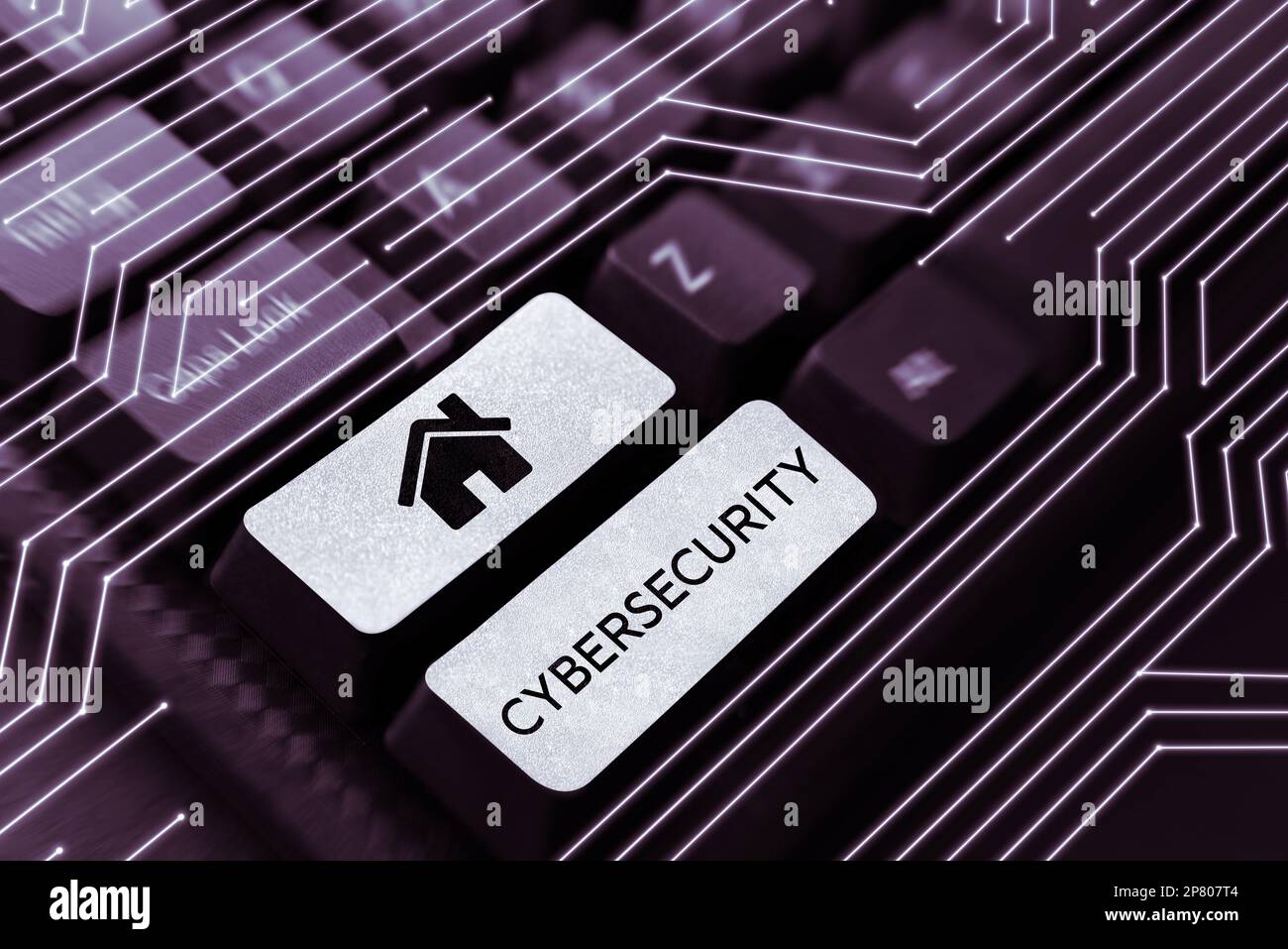 Hand writing sign Cybersecurity. Word for state of protection against ...