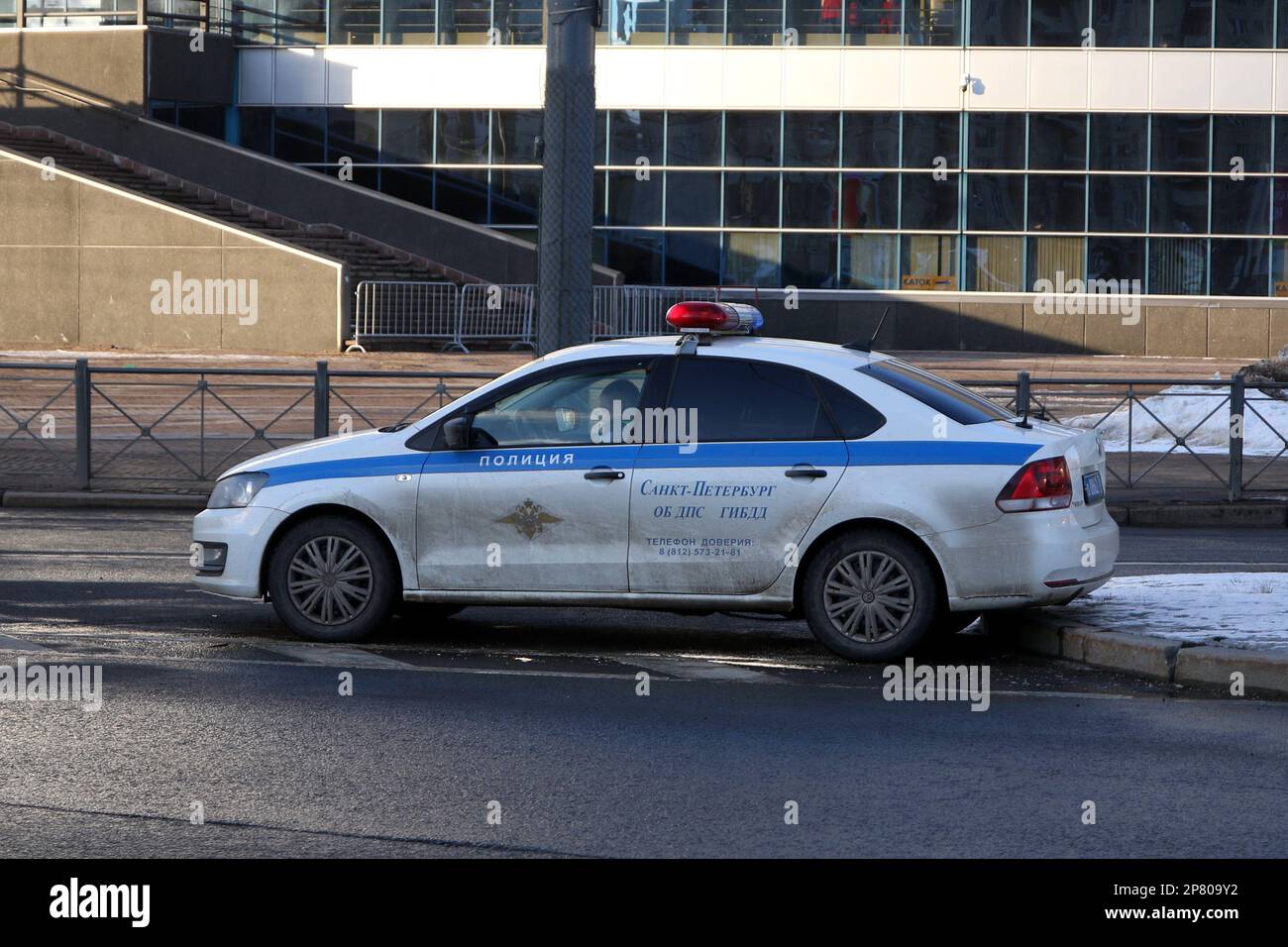 Russian Federation. Saint Petersburg. Police car on the roadway ...