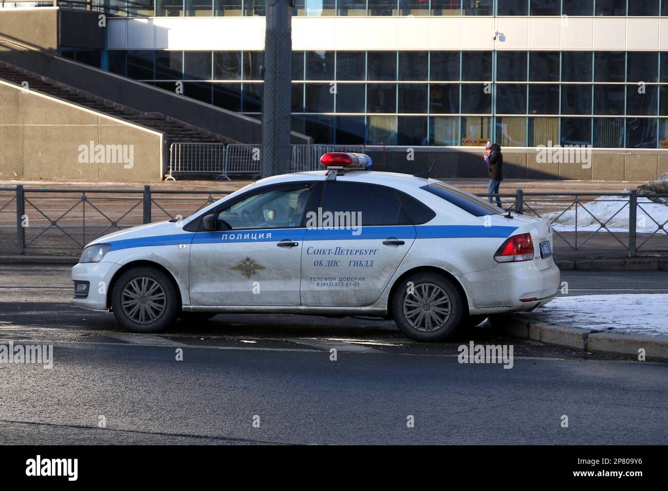 Russian Federation. Saint Petersburg. Police car on the roadway ...