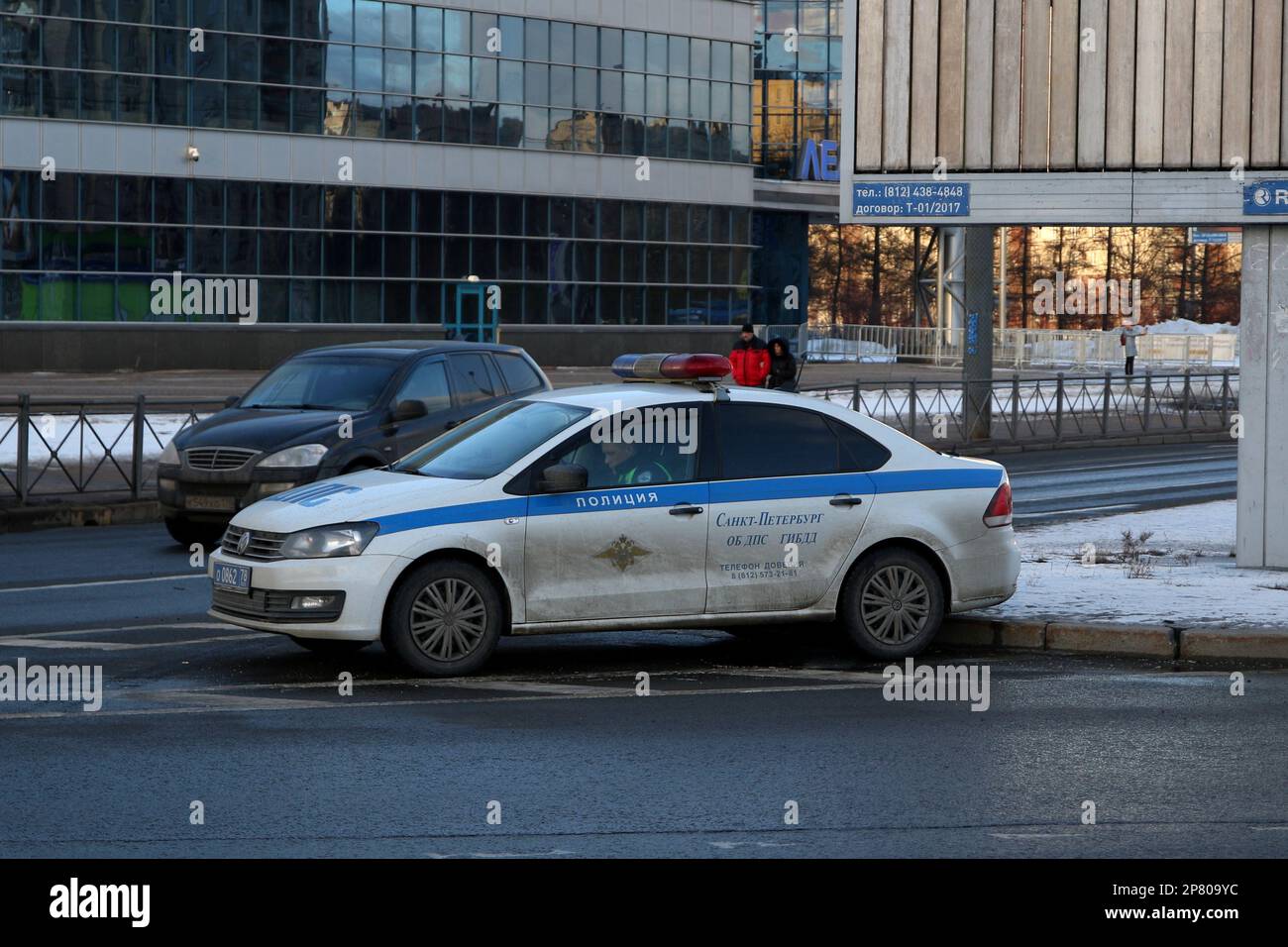 Russian Federation. Saint Petersburg. Police car on the roadway ...