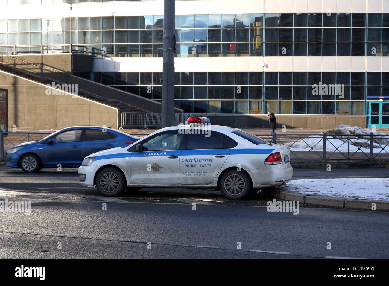 Russian Federation. Saint Petersburg. Police car on the roadway ...