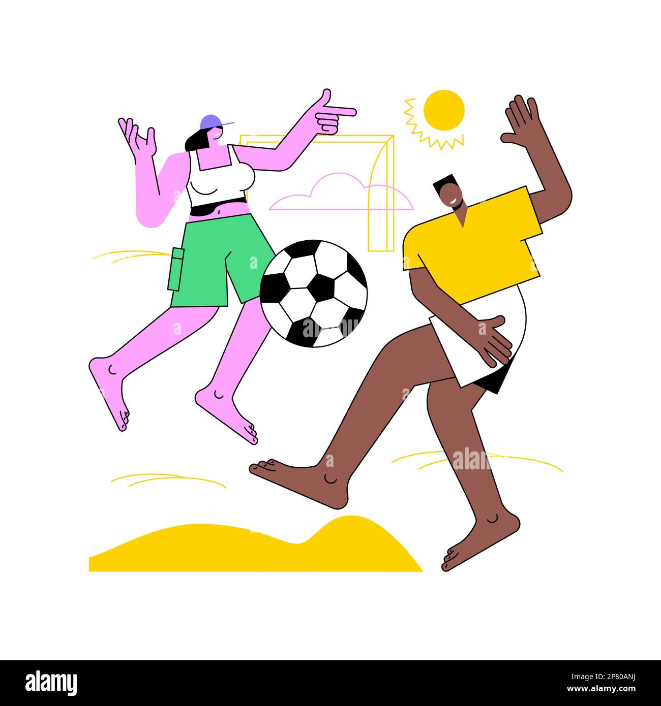 Beach football isolated cartoon vector illustrations. Group of happy ...