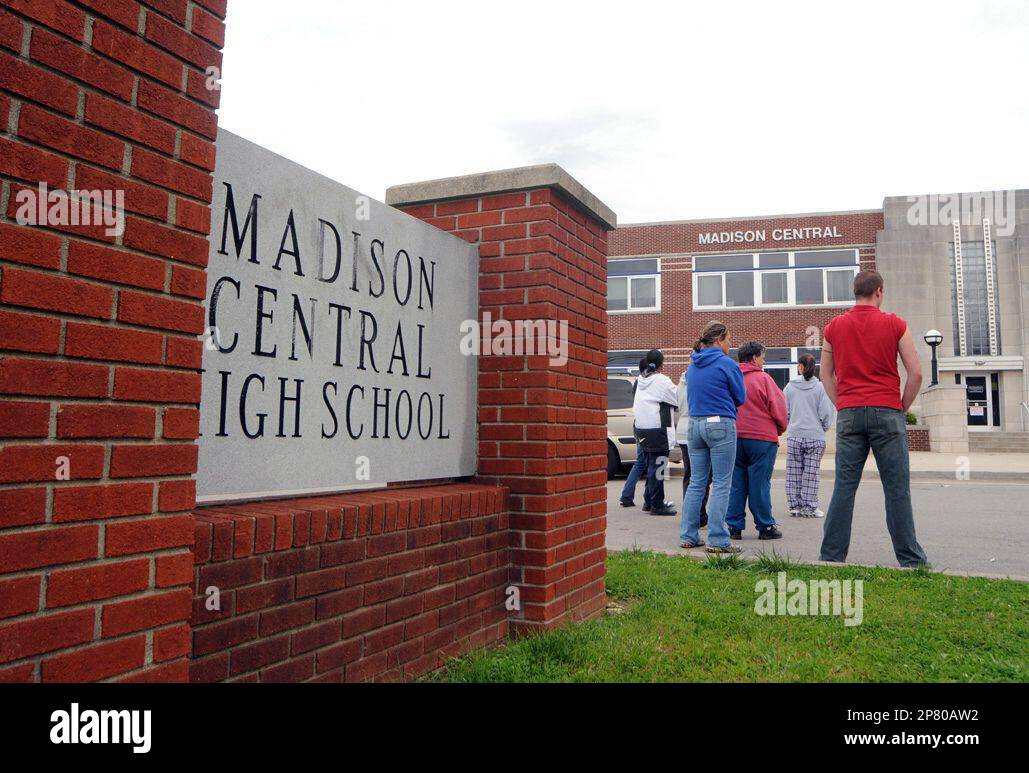 Family members gather outside Madison Central High School in Richmond ...