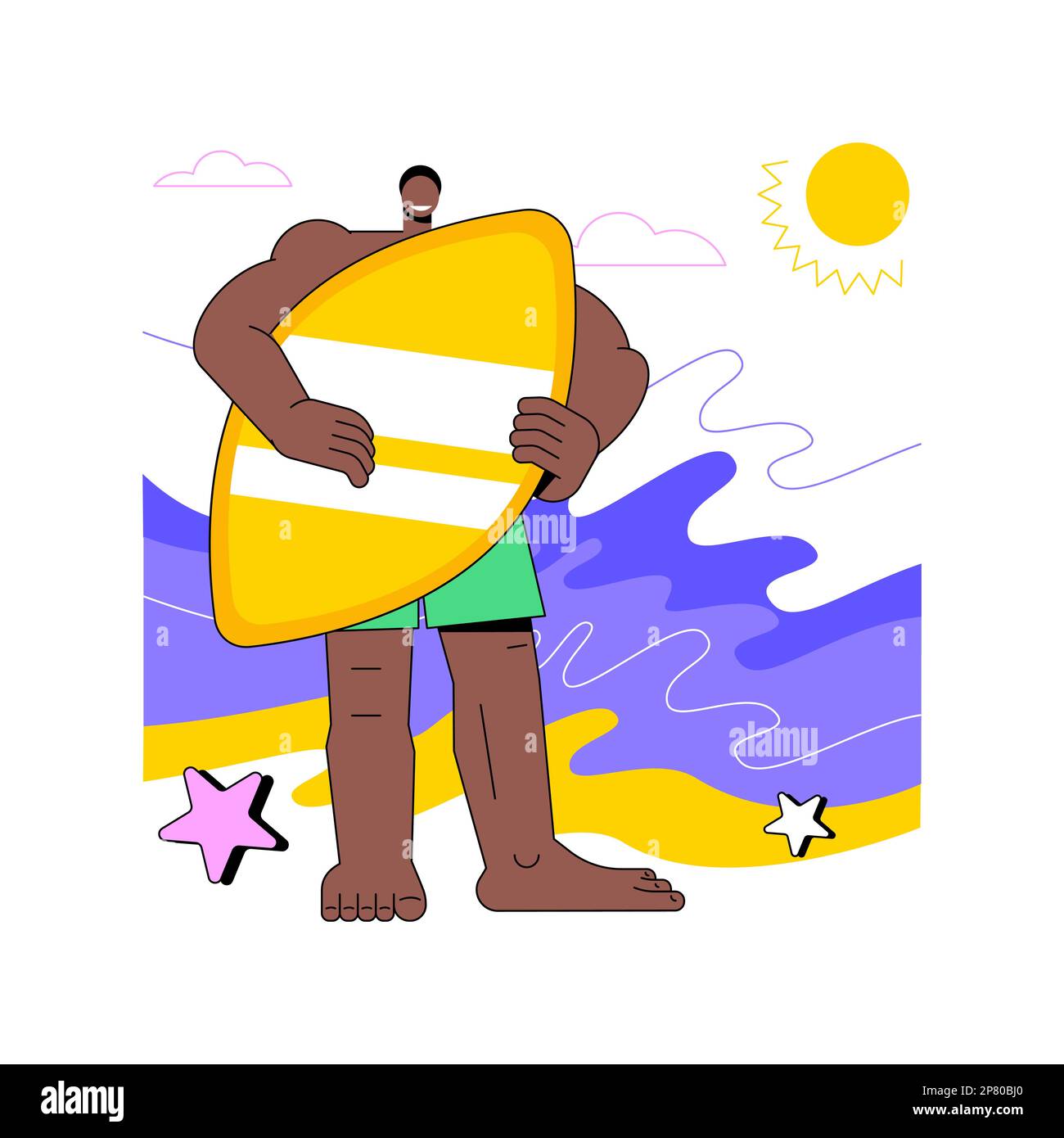 Skimboarding isolated cartoon vector illustrations. Young sporty man ...