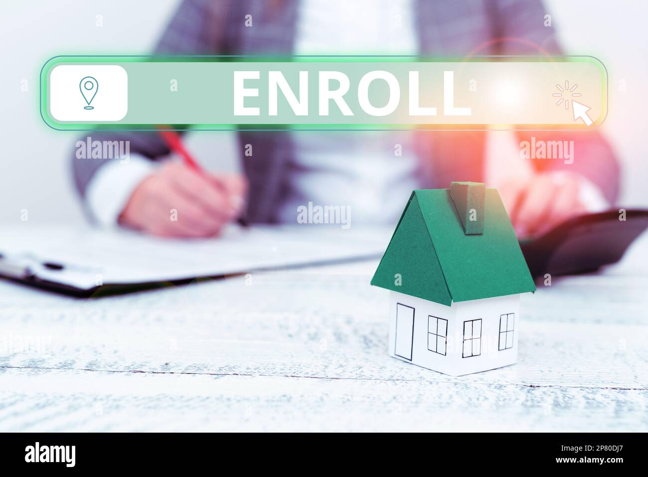 Hand writing sign Enroll. Conceptual photo officially register as ...