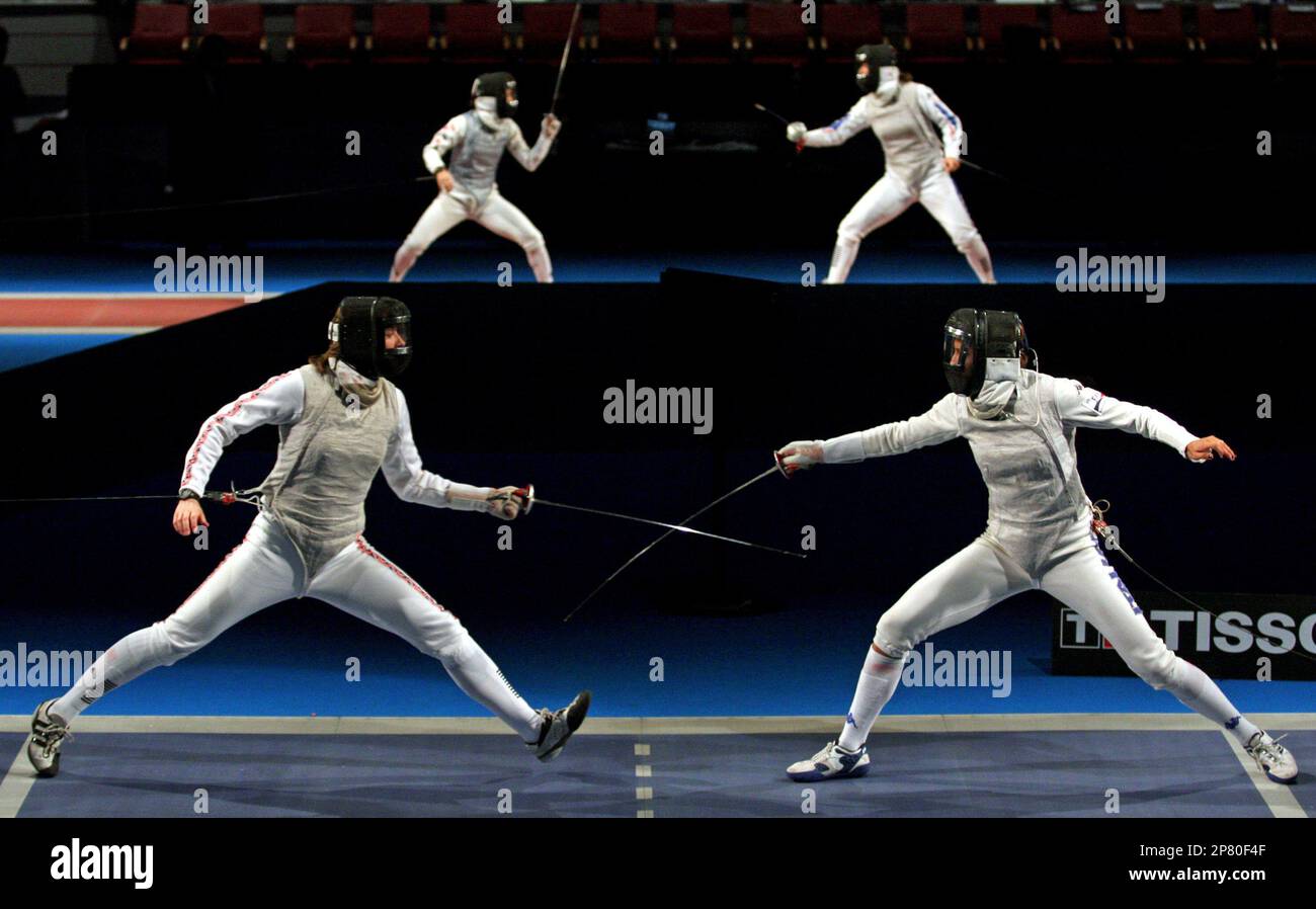 Anna Bentley of Britain, foreground left, and Arianna Errigo of Italy ...