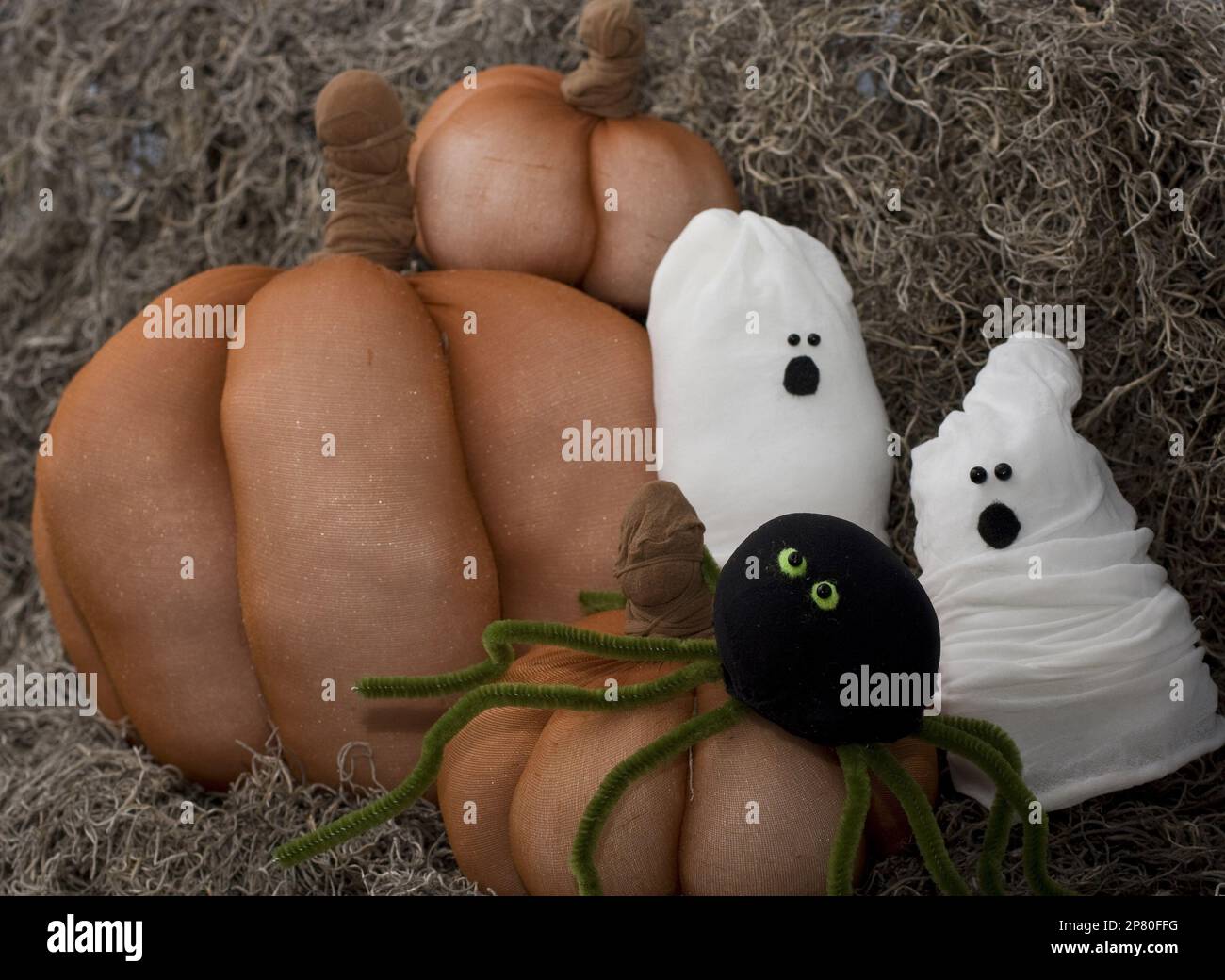 Pumpkins and other spooky crafts, made from old pantyhose, are an easy ...